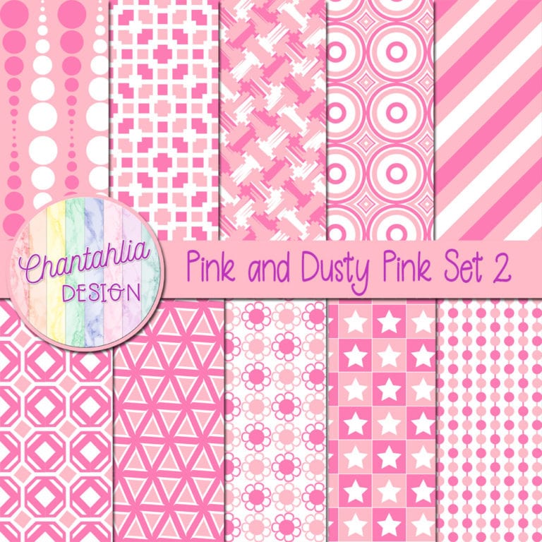 Free Pink and Dusty Free Pink Digital Papers with Patterned Designs