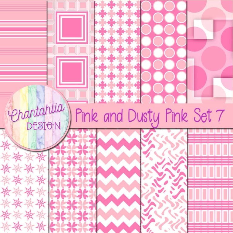 Free Pink and Dusty Free Pink Digital Papers with Patterned Designs