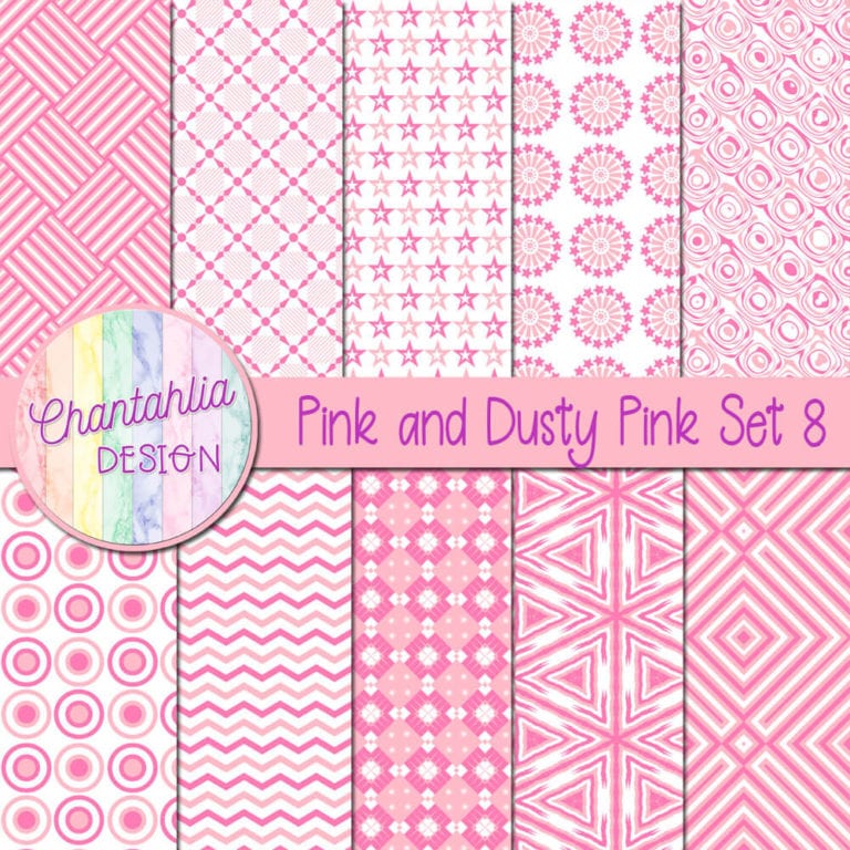 Free Pink and Dusty Free Pink Digital Papers with Patterned Designs