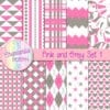 Free Pink and Grey Digital Papers with Patterned Designs