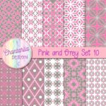 Free Pink and Grey Digital Papers with Patterned Designs