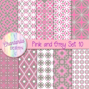 Free Pink and Grey Digital Papers with Patterned Designs
