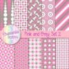 Free Pink and Grey Digital Papers with Patterned Designs