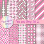 Free Pink and Grey Digital Papers with Patterned Designs