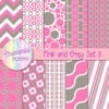 Free Pink and Grey Digital Papers with Patterned Designs