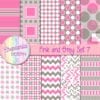 Free Pink and Grey Digital Papers with Patterned Designs