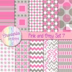 Free Pink and Grey Digital Papers with Patterned Designs