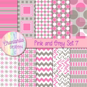 Free Pink and Grey Digital Papers with Patterned Designs
