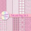 Free Pink and Grey Digital Papers with Patterned Designs