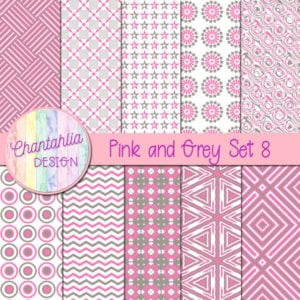 Free Pink and Grey Digital Papers with Patterned Designs