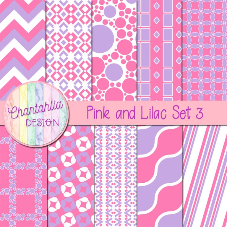 Free Pink and Lilac Digital Papers with Patterned Designs