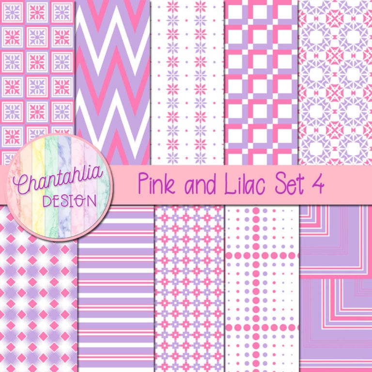 Free Pink and Lilac Digital Papers with Patterned Designs