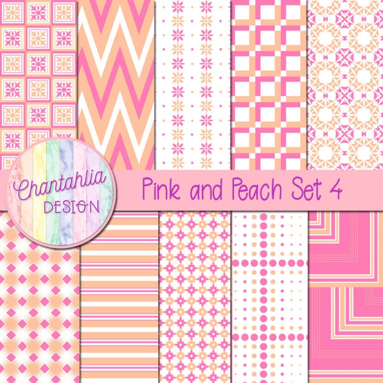Free Pink and Peach Digital Papers with Patterned Designs