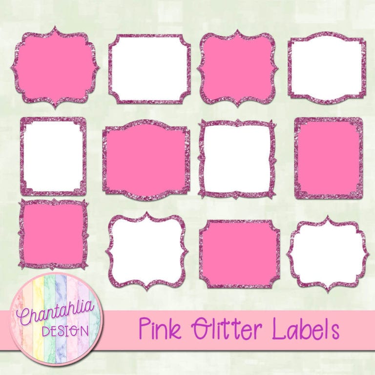 Free Glitter Labels Design Elements in Pink