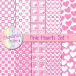 Free Digital Papers featuring Pink Hearts Designs