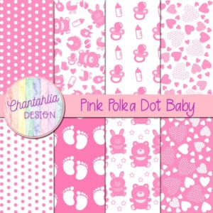 Free Digital Papers featuring Pink Polka Dot Baby Designs