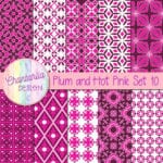 Free Plum and Hot Pink Digital Papers with Patterned Designs