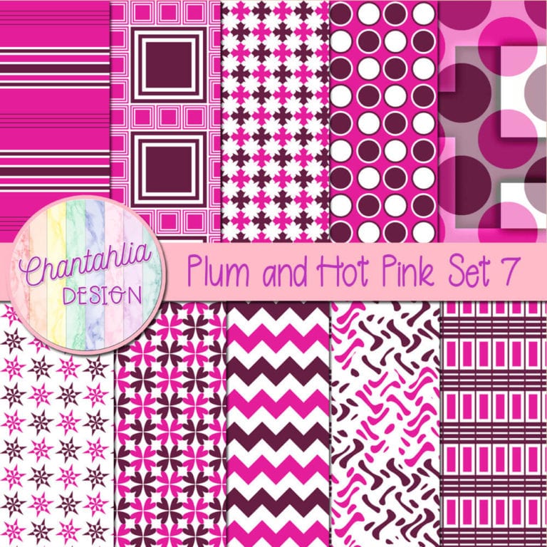 Plum and Hot Pink Digital Papers Set 7 - Chantahlia Design