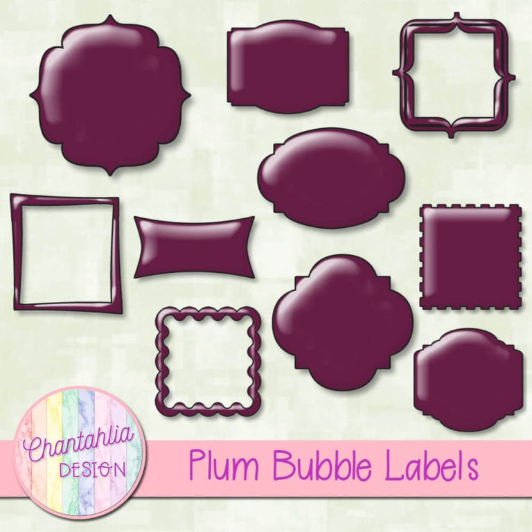 Free Bubble Labels Design Elements in Plum