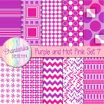 Free Purple and Hot Pink Digital Papers with Patterned Designs