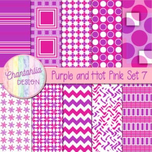 Free Purple and Hot Pink Digital Papers with Patterned Designs