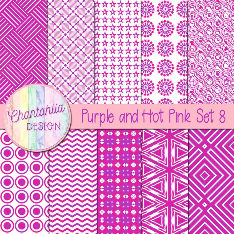 Purple and Hot Pink Digital Papers Set 8 - Chantahlia Design