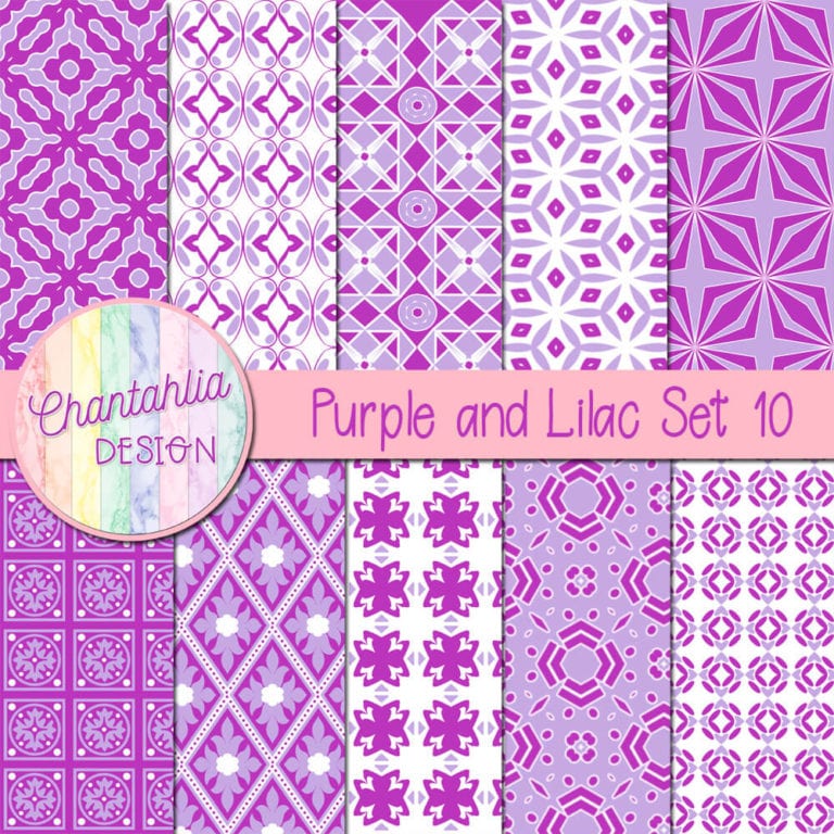Free Purple and Lilac Digital Papers with Patterned Designs