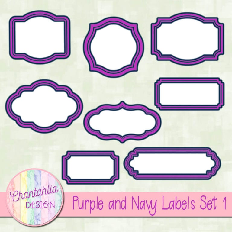 Free Purple and Navy Labels for Digital Scrapbooking