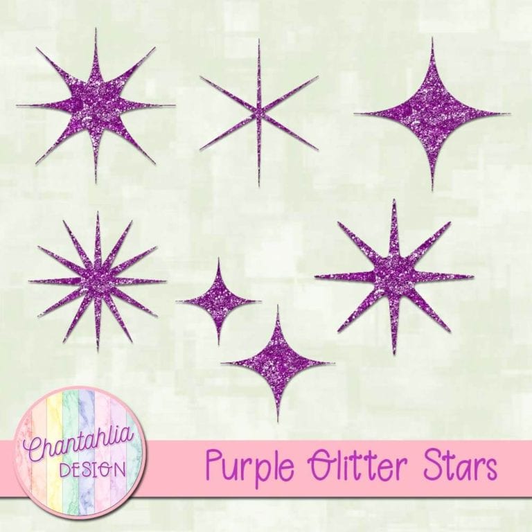 Free Glitter Stars Design Elements in Purple