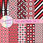 Free Red and Black Digital Papers with Patterned Designs