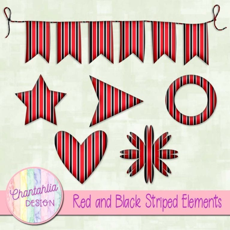 Free Red and Black Striped Elements for Digital Scrapbooking