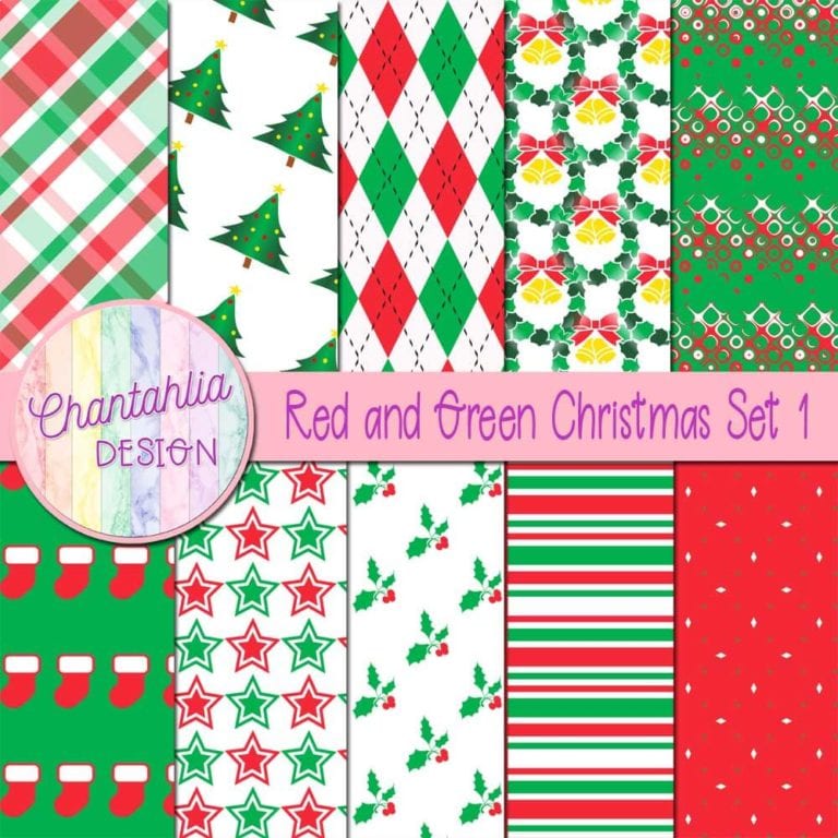 Free Red and Green Christmas Digital Papers