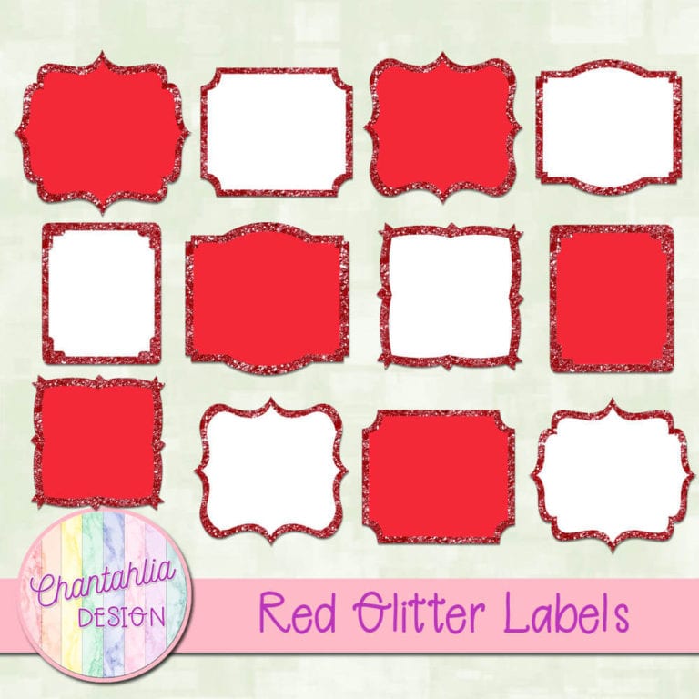 Free Glitter Labels Design Elements in Red