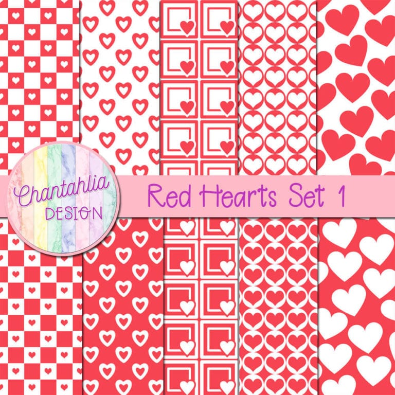 Free Digital Papers featuring Red Hearts Designs
