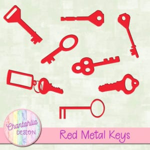 Free Metal Keys Design Elements in Red