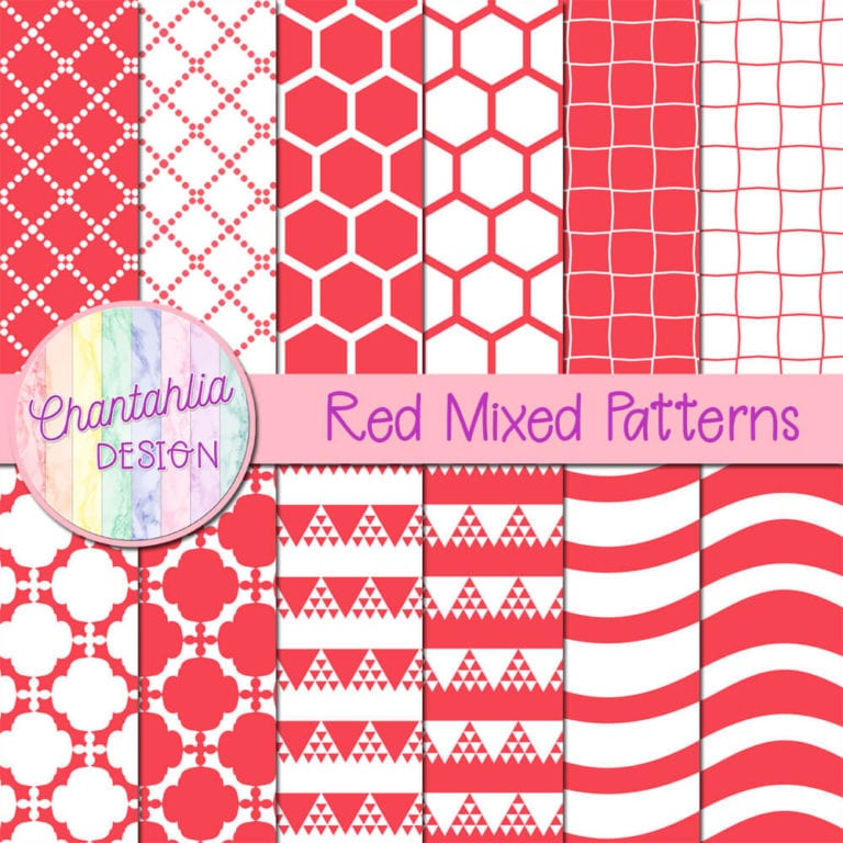 Free Digital Papers featuring Mixed Patterns in Red