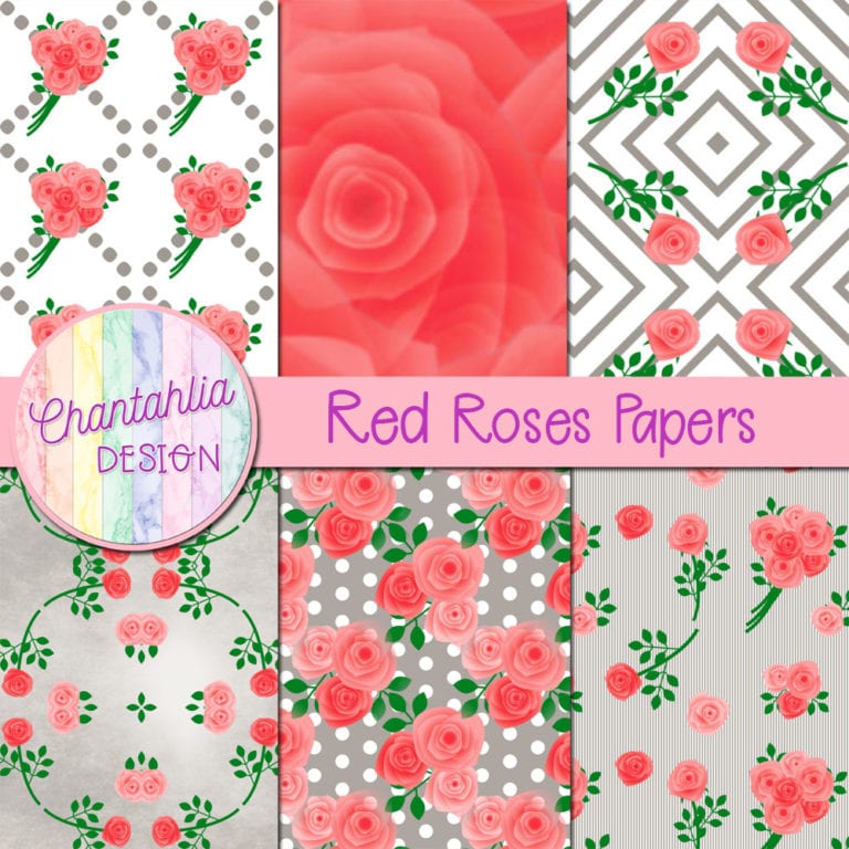 Free Digital Papers featuring Red Roses Designs