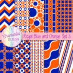 Free Royal Blue and Orange Digital Papers with Patterned Designs