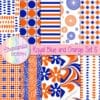 Free Royal Blue and Orange Digital Papers with Patterned Designs