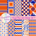 Free Royal Blue and Orange Digital Papers with Patterned Designs