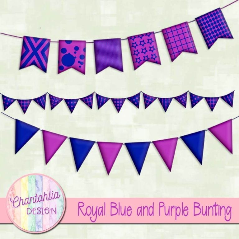 Free Royal Blue and Purple Bunting Design Elements for Digital Crafts