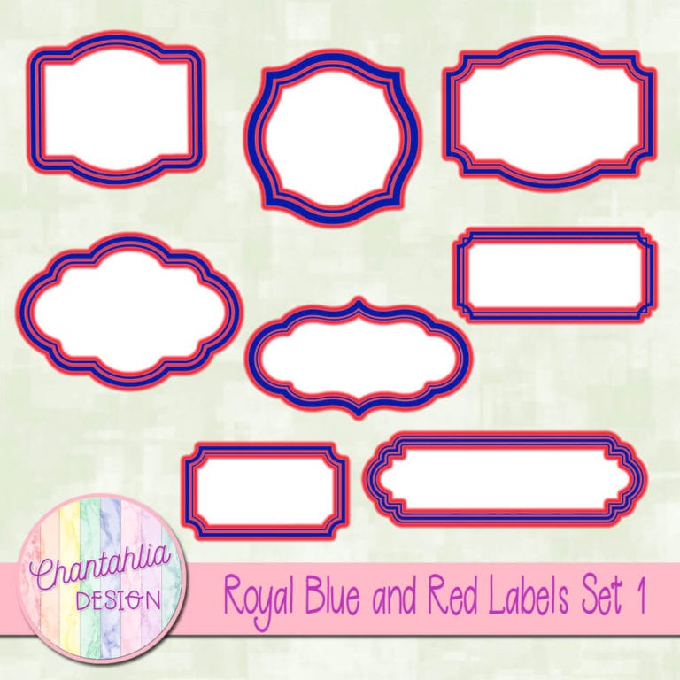 Free Royal Blue and Red Labels for Digital Scrapbooking