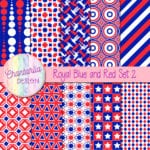 Free Royal Blue and Red Digital Papers with Patterned Designs