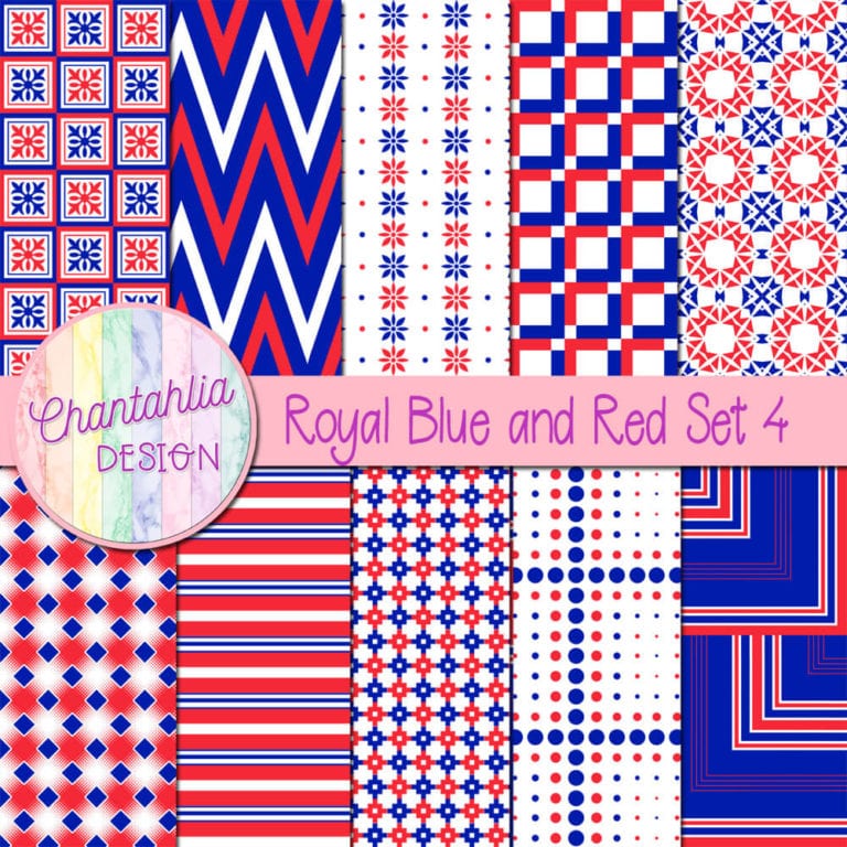 Free Royal Blue and Purple Digital Papers with Patterned Designs