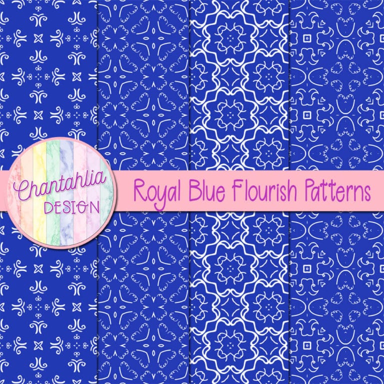 Free Digital Papers featuring Royal Blue Flourish Designs