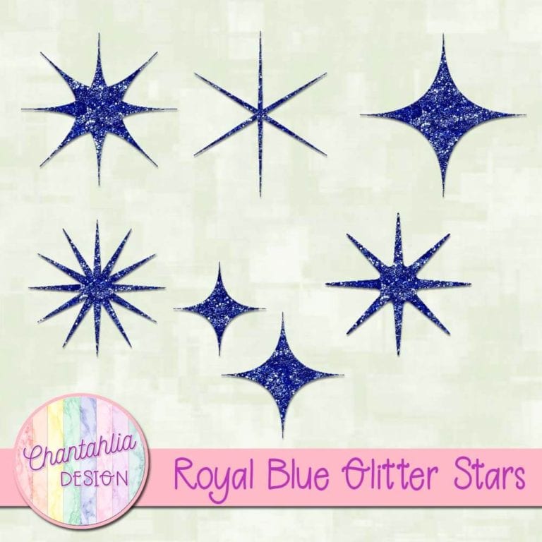 Free Glitter Stars Design Elements in Royal Blue