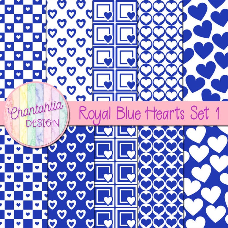 Free Digital Papers featuring Royal Blue Hearts Designs