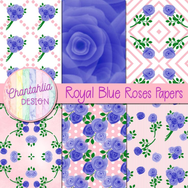 Free Digital Papers featuring Royal Blue Roses Designs