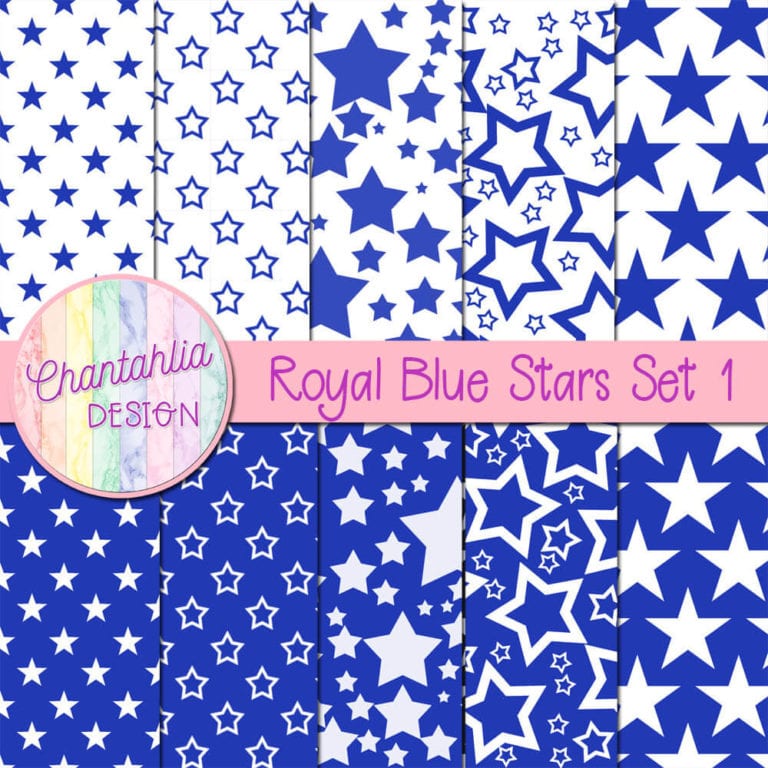 Free Digital Papers featuring Royal Blue Stars Designs