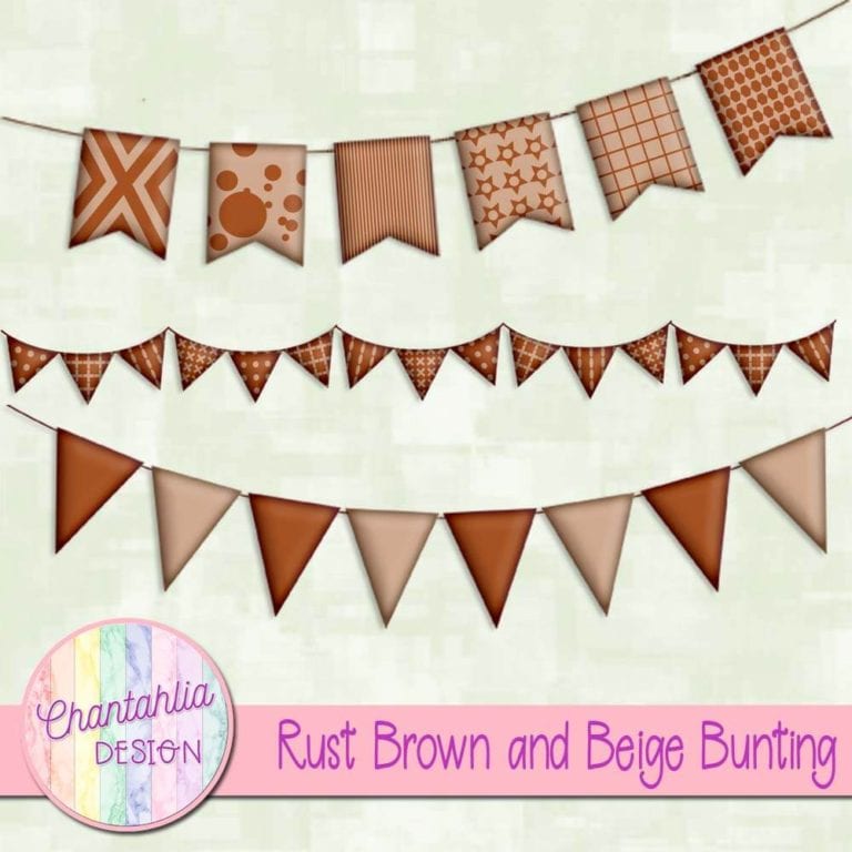 Free Rust Brown and Beige Bunting Design Elements for Digital Crafts